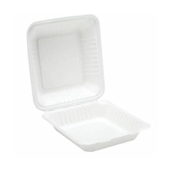 9×9″ Clamshell Meal box (1500ml) | Bagasse | Compostable Food Packaging ...